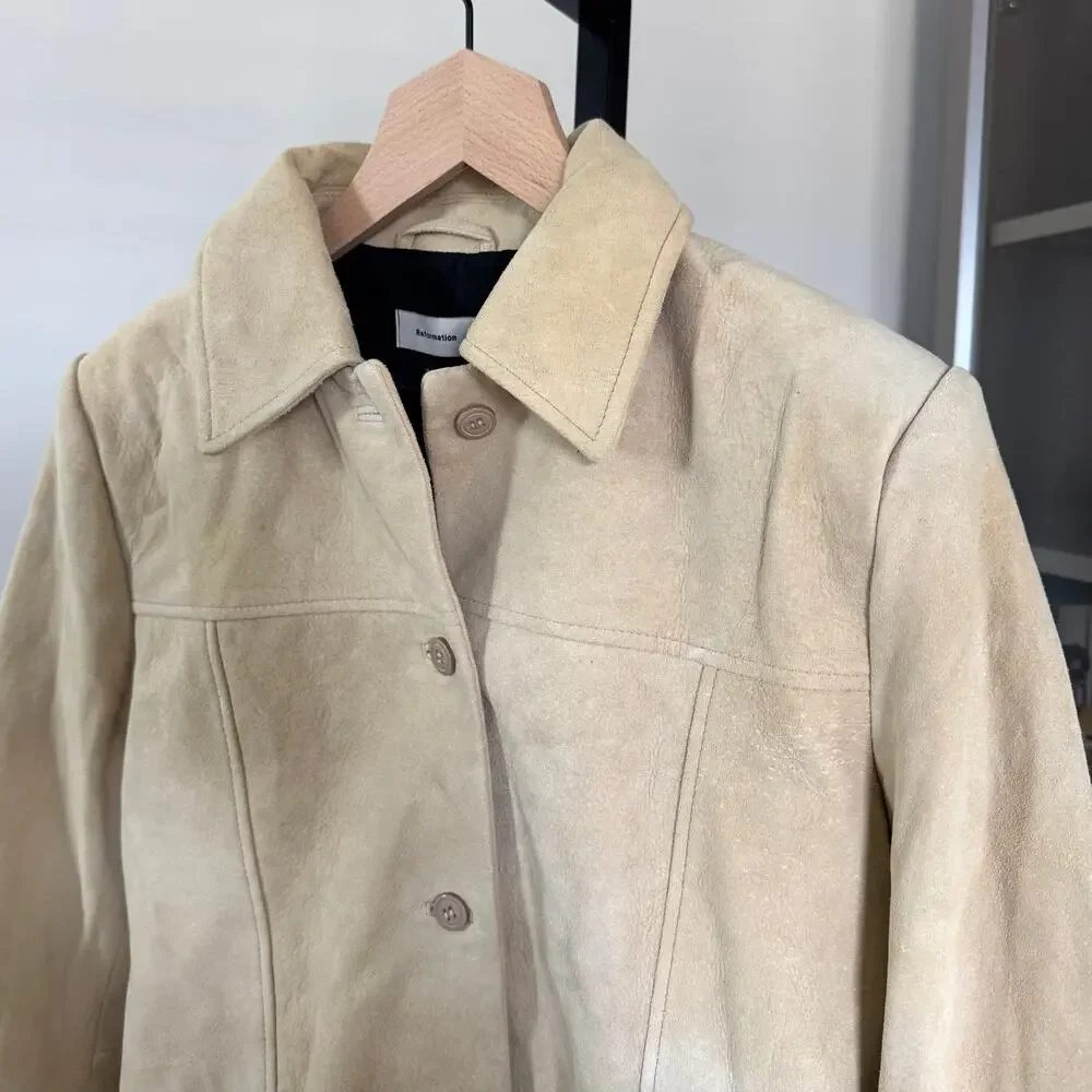 Reformation | Jackets & Coats | Reformation Veda Lincoln Suede Oat Tan ...